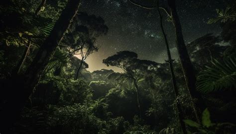 Premium Ai Image A Night In The Jungle With A Starry Sky