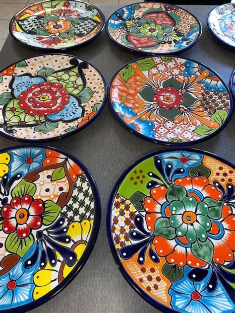 Set Of 4 Mexican Pottery Talavera Plates 115 Inch