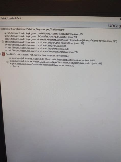 Uncaught Exception In Thread Main Rfabricmc