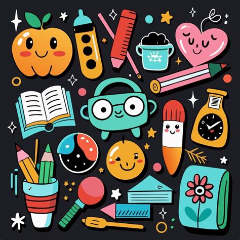 Cute Doodle Back To School Illustration Premium Ai Generated Vector