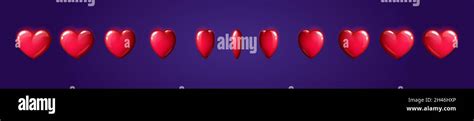 animation sprite sheet of red heart rotation vector cartoon set of 3d