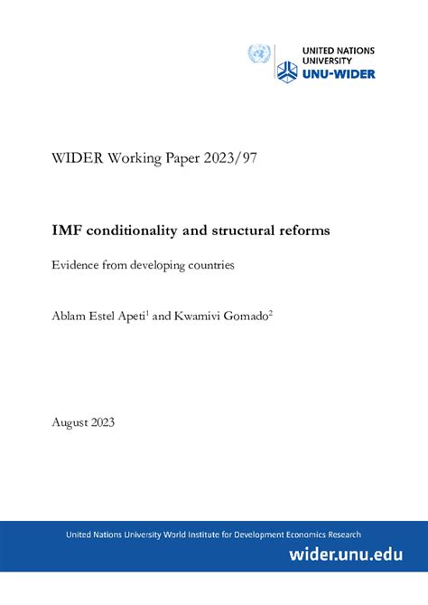 Pdf Imf Conditionality And Structural Reforms Evidence From