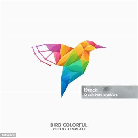 Template Desain Vektor Ilustrasi Konsep Polygon Burung Ilustrasi Stok