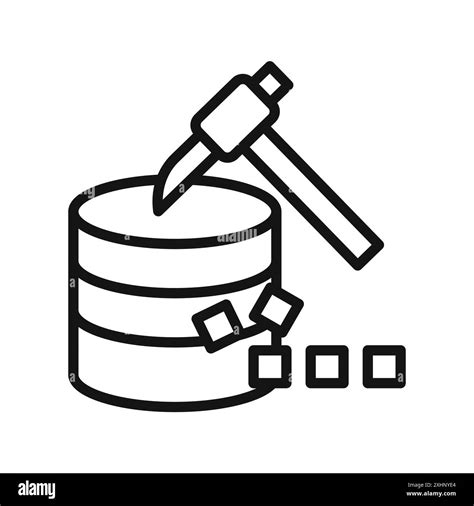 Data Mining Icon Black Line Art Vector In Black And White Outline Set