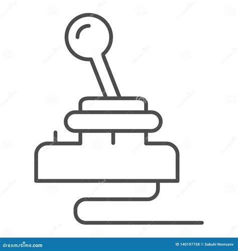 Retro Joystick Thin Line Icon Game Input Pad Vector Illustration Isolated On White Game