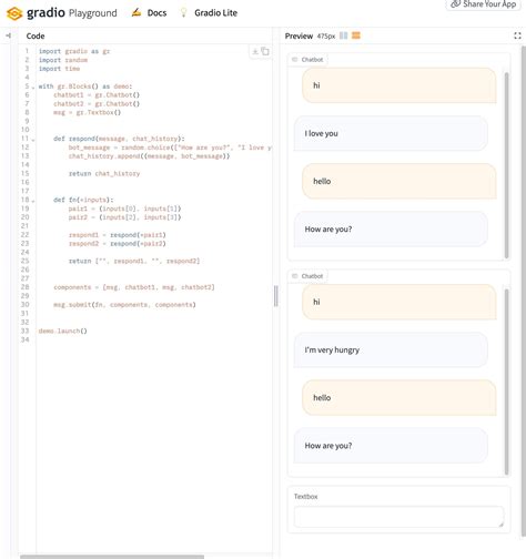 Gradioで つのTextboxから複数のChatbotに同じメッセージを送る cocoinit