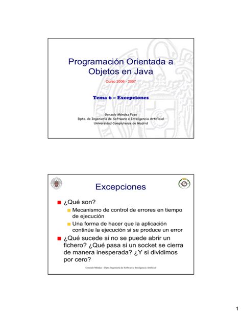 Programación Orientada a Objetos en Java Excepciones