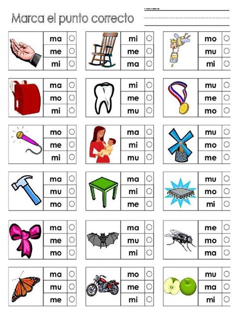 Marca La Silaba Que Corresponde Letra M Worksheet Silaba Inicial