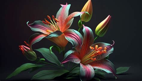 Premium Photo Glowing Beautiful Lily Flowersgenerative Ai
