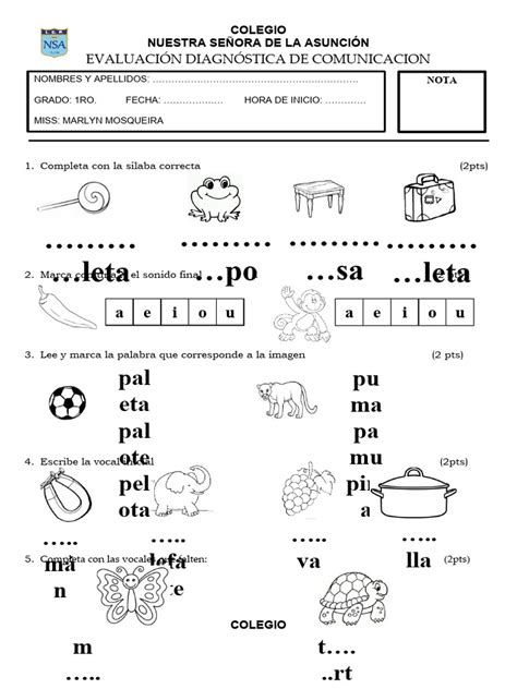Evaluacion Diagnostica Primer Grado Pdf