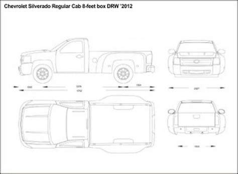 Chevrolet Silverado Regular Cab 8 Feet Box Drw 2012 2d Drawing