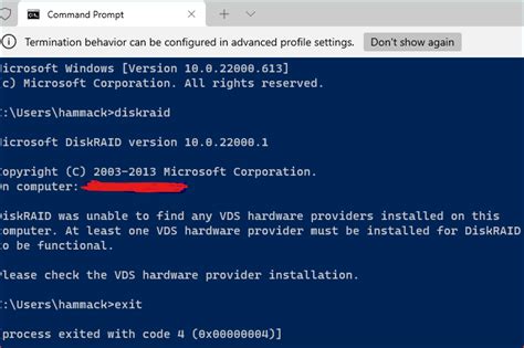 CMD Exit Fails After Running Diskraid Issue Microsoft Terminal GitHub