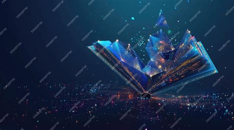 Premium Photo Concept Of Digital Literacy Or Elearning Low Poly Book With Futuristic Element