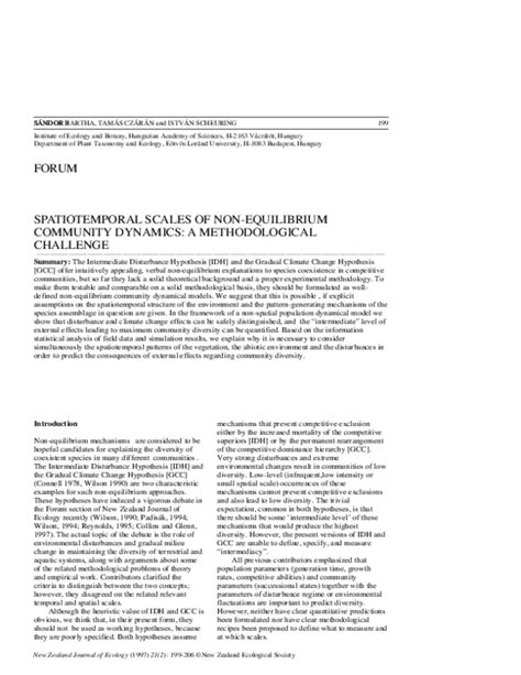 Pdf Spatiotemporal Scales Of Non Equilibrium Community Dynamics A