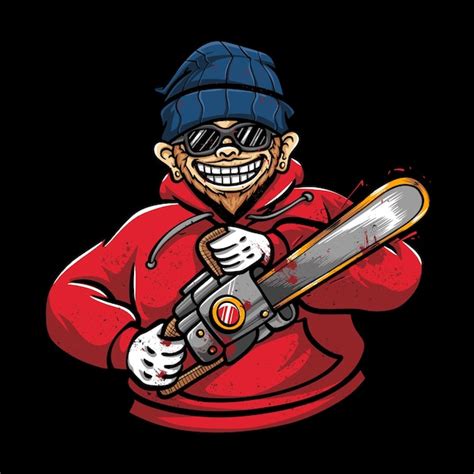 Verrückter Affe Mit Kettensäge Kostenlose Vektor