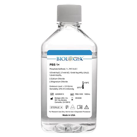 Biologix® Pbs Buffer1× Ph74 Sterile Low Endotoxin 1000mlbottle