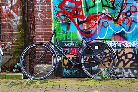 Bicycle Colourful Graffiti Street Scene Amsterdam Editorial Stock Photo ...