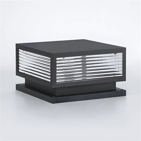 Metal Rectangle Shape Waterproof Pillar Lamp Modern 1 Light Outdoor