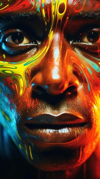 Premium Photo A Person With Vibrant Face Paint Close Up