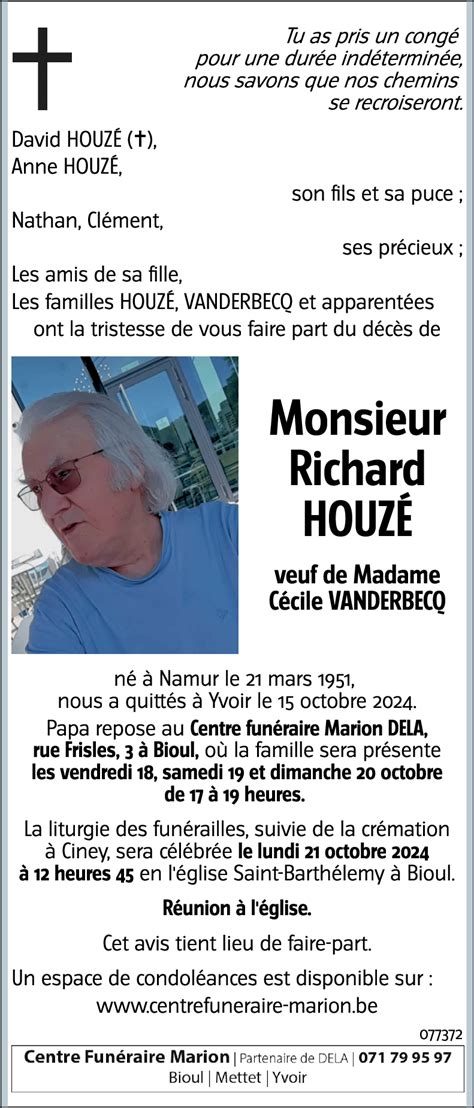 Richard HouzÉ † 15102024 Inmemoriam
