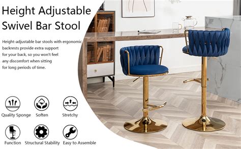 Cinxzar Gold Velvet Bar Stools Set Of 4 Swivel Counter