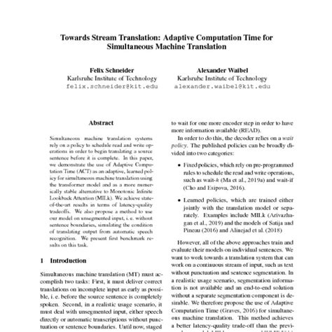 Towards Stream Translation Adaptive Computation Time For Simultaneous