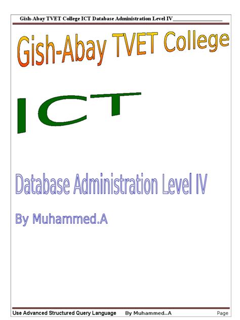 Ict Its4 06 0811 Use Advanced Structural Query Language Pdf Sql