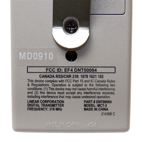 Linear MegaCode 2 Button Remote Global Gate Controls Inc