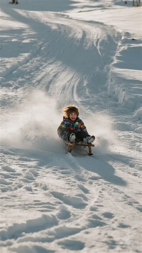 Free Winter Sledding Adventure Image Sledding Winter Snow