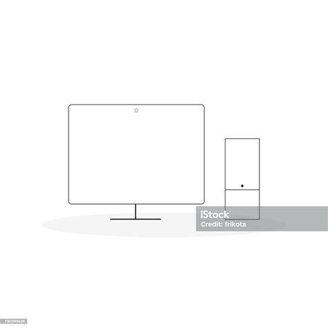 데스크톱 컴퓨터 아이콘입니다 가는 선 벡터 일러스트레이션 플랫 디자인 0명에 대한 스톡 벡터 아트 및 기타 이미지 0명 Cpu 단일 이미지 Istock