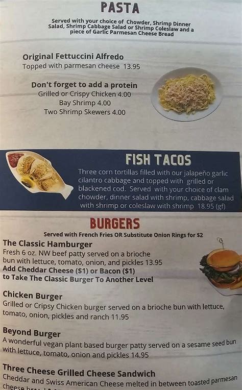 Mos Seafood And Chowder Menu Astoria Or