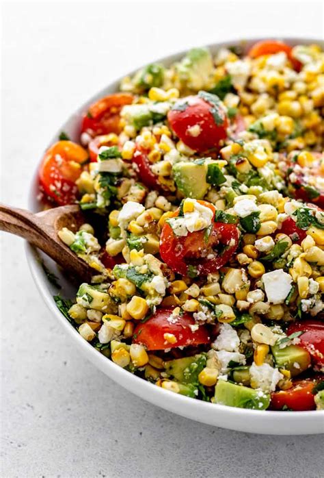 Grilled Corn Avocado Salad With Feta Cilantro And Lime