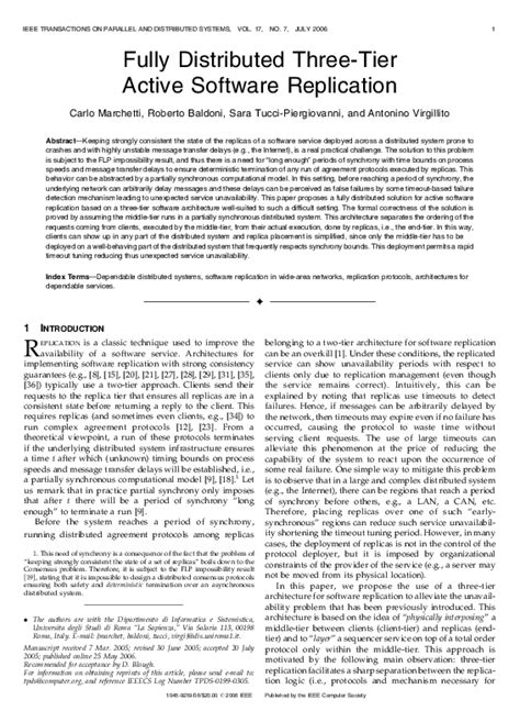Pdf Fully Distributed Three Tier Active Software Replication