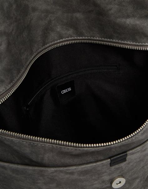 Asos Brand Backpack In Gray Faux Leather 41 Asos Lookastic