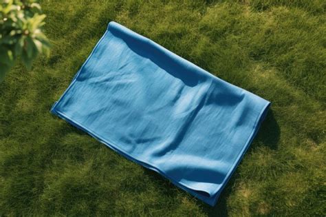 Premium Photo Blue Checked Fabric Tablecloth