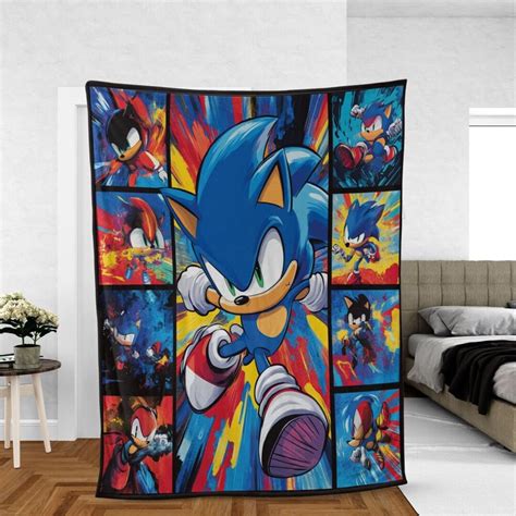 Personalized Sonic Blanket Custom Name Sonic Blanket Christmas