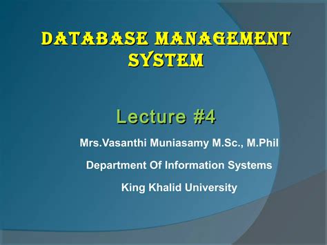 Database Management System Lecture 4 Ppt