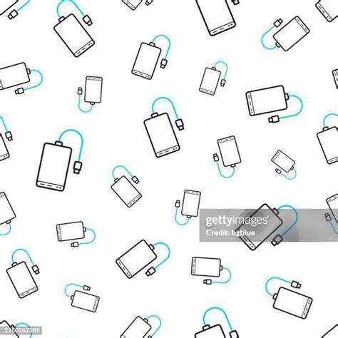 External Hard Drive Seamless Pattern Line Icons On White Background