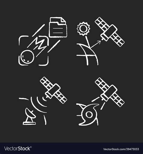 Climate Monitoring Satellites Chalk White Icons Vector Image