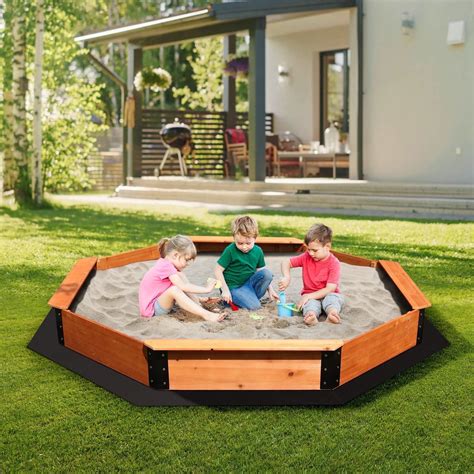 Funtok Large Outdoor Wood Sandbox 85 × 85 × 9 Octagon Wooden Sand
