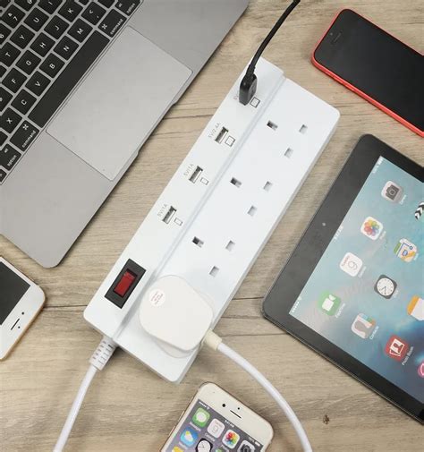 Extension Lead With Usb Way Universal Sockets Usb Charging Ports Meter Surge Protection