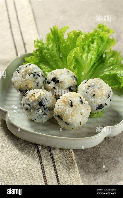 Korean Seaweed Rice Balls Or Jumeokbap With Sesame Seed Sesame Oil