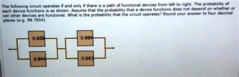 The Following Circuit Operates If And Only If There Is A Path Of Functional Devices From Left To