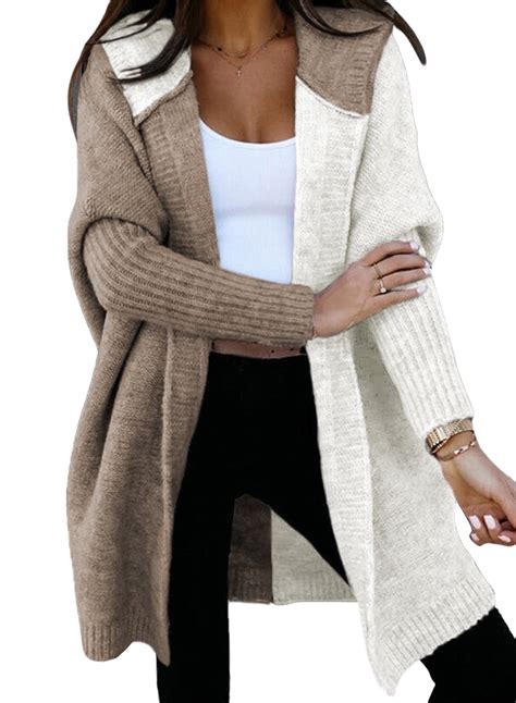 Shewin Womens Hooded Cardigan Batwing Long Sleeve Oversized Sweaters