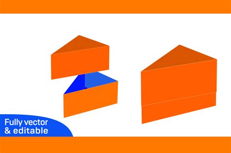Cake Slice Box Triangle Birthday Cake Slice Box Dieline Template And 3d Box Design 3d Box