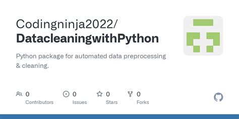 Github Codingninja2022datacleaningwithpython Python Package For Automated Data Preprocessing