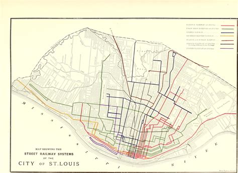 Map Showing The Street Railway Systems In 1896 Rstlouis