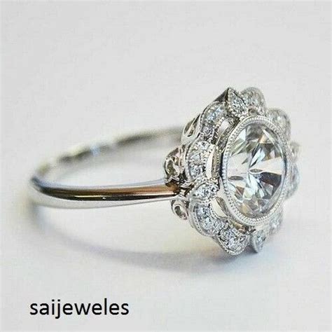 Vintage 3ct Round Cut Vvs1 Diamond Lab Created Engagement Ring 14k