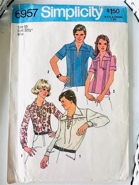 1970s Simplicity 6957 Misses Shirt Size 10 Uncut Etsy
