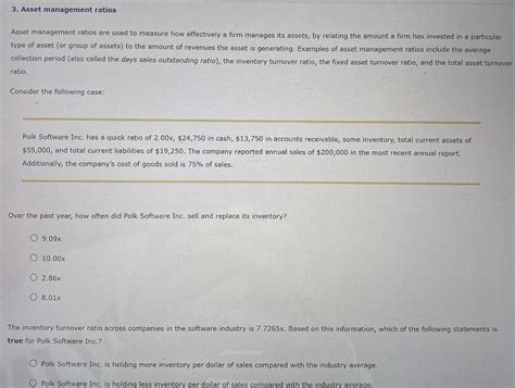 Solved 3 Asset Management Ratios Asset Management Ratios